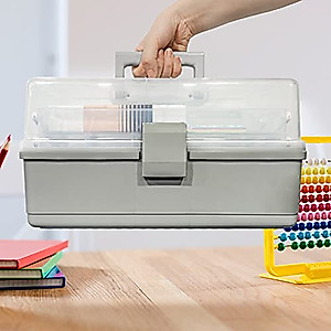 13 Inch Sewing Box Three Layers, Plastic Craft Organizers and Storage, Multifunction Craft Box/Organizer Box/First Aid Box/Medicine Box/Tool Organizers and Storage with Lids