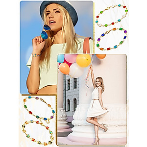 Jadive 5 Pieces 18k Gold Plated Crystal Anklets for Women Multi Stone Bracelet Rectangular Round Heart Oval Butterfly Shaped Cute Anklet Bracelet for Women Girls Jewelry Gift(Gold)