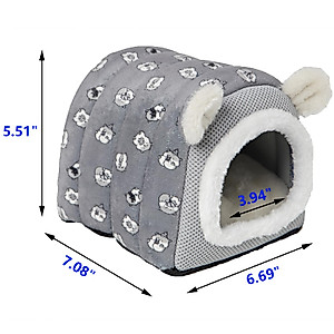YUANST Hedgehog Bed Cave Nest Hideout, Hamster Guinea Pigs Small Animals Cage Supplies Warm House (Grey)