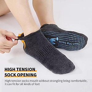 Sanstrong 4 Pairs Non Slip Grip Socks for Pilates Yoga Barre Ballet Dance, Anti Skid Grip Socks for Women and Men