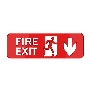 Fire Exit Sign, Self Adhesive Sign For Door Or Wall 8 X 3 Inch Quick And Easy Installation Premium Acrylic Design For Your Home Office/Business