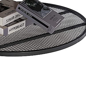 VINGLI Round Coffee Tables Living Room, 31.5" Round Coffee Table with Storage Round Wooden Coffee Table Round Farmhouse Coffee Table, Industrial Coffee Table Rustic Round Coffee Table with Metal Shelf