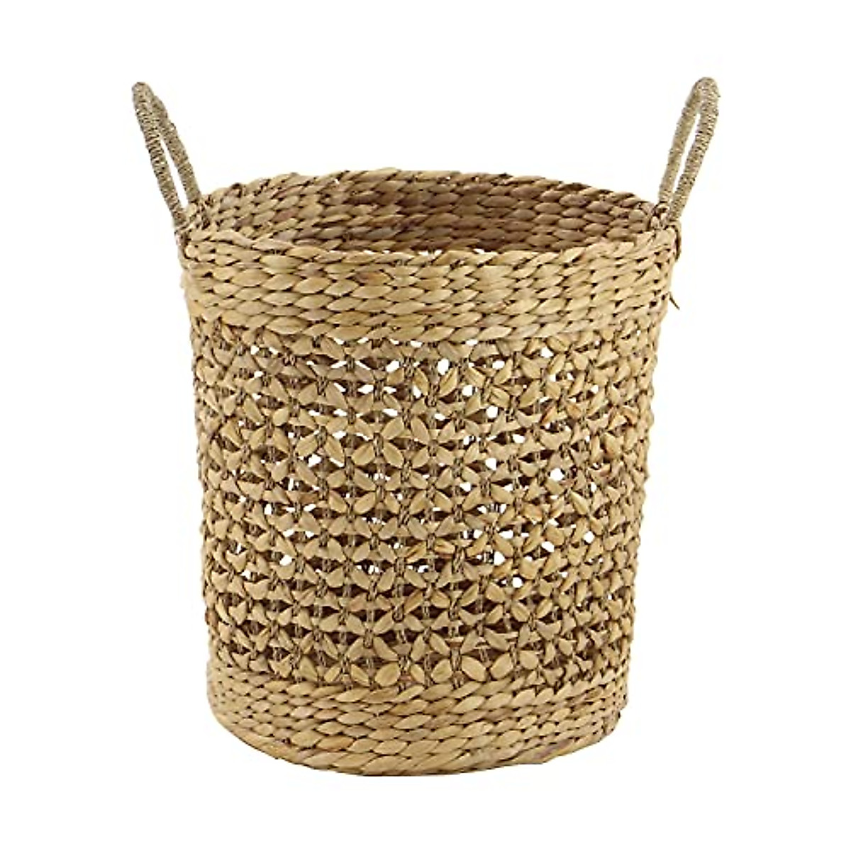 Deco 79 Dried Plant Handmade Woven Storage Basket with Handles, Set of 3 21", 18", 16"H, Brown