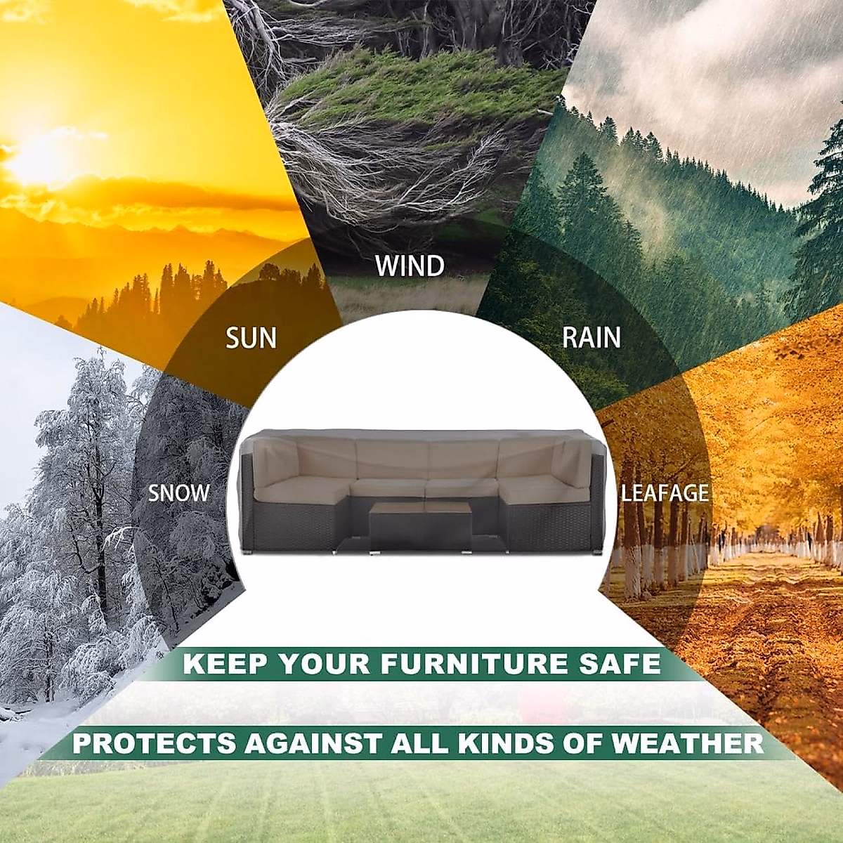 AZKDCL Patio Table Covers for Outdoor Furniture 79x49x16inch/LxWxH Waterproof Weatherproof Rectangular Cover 600D Heavy Duty Furniture Covers Tear Resistant Outdoor Table Cover