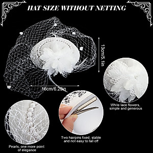 Heliltd 5Pcs Fascinators for Women Tea Party Fascinator Hat for Women White Veil Tea Party Hats and Gloves Set for Women