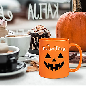 Whaline 2Pcs Halloween Mug Set 12oz Pumpkin Holiday Coffee Mugs Happy Halloween Trick or Treat Ceramic Drinking Mugs for Home School Office Table Centerpieces Housewarming Gift