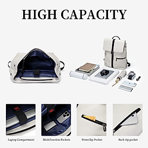 GOLF SUPAGS Laptop Backpack for Men, Business Travel Anti Theft Slim Durable Laptop Daypack, Water Resistant College School Computer Bag Fits 15.6 Inch Laptop and Notebook(Off-White)