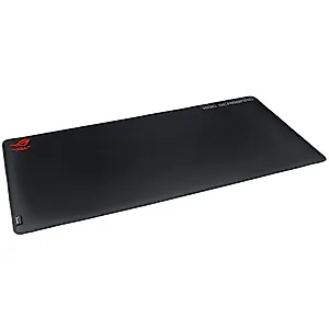 ASUS ROG Scabbard Splash-Proof and Scratch-Resistant Extended Gaming Mouse Pad with Anti-Fray Stitched Edges, Non-Slip ROG Red Rubber Base and Glow-in-The-Dark Lettering