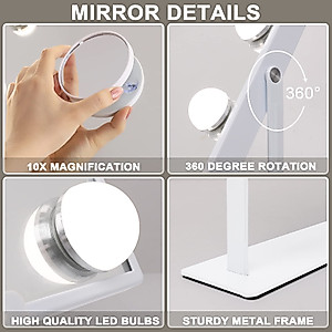 Hansong Vanity Mirror with Lights and Wireless Charging Makeup Mirror with Lights and Music Speaker 12 LED Bulbs Upgraded Hollywood Mirror 3 Color Lighting Modes White