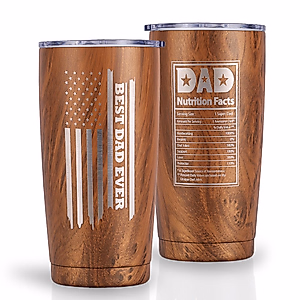 NUI LIVING 20 OZ Best Dad Ever Stainless Steel Tumbler: Unique Gift Idea for Men, Husband, Father - Christmas, Anniversary, Birthday; Eco-Friendly, Spill-Proof & Insulated for Perfect Temperature