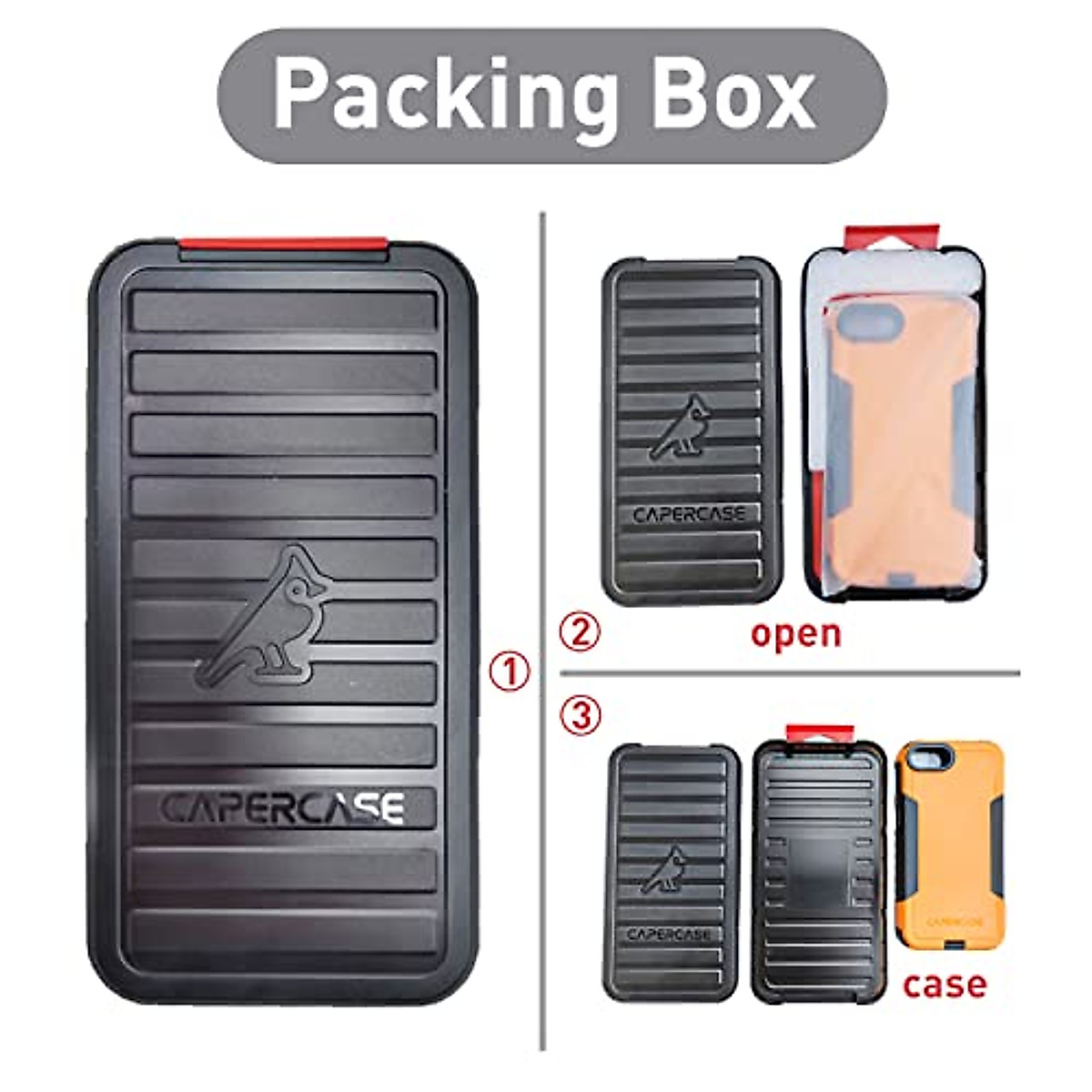 CAPERCASE Everyday Carry Series for iPhone se case, iPhone 8 case, iPhone 7 case, iPhone se 2022 case, iPhone se case 2020, Men Hard Shockproof Protective case, Black