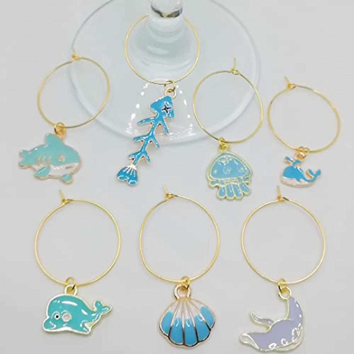 HISEVOG 30pcs Beach Theme Wine Glass Charms