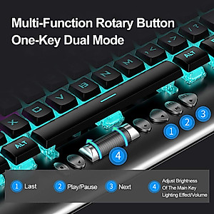 AULA F2099 Low Profile Mechanical Gaming Keyboard, with Blue Switches, Media Knob, RGB Backlight, Ultra-Thin Keycaps, 104-Keys Anti-Ghosting Programmable USB Wired Computer Keyboards