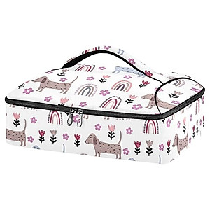 Kcldeci Insulated Thermal Food Carrier Insulated Casserole Carrier for Hot or Cold Food,Dogs Tulips Daisies Insulated Tote Bag for Potluck Cookouts Parties Picnic,Lasagna Lugger