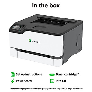 Lexmark C3426dw Color Laser Printer with Interactive Touch Screen, Full-Spectrum Security and Print Speed up to 26 ppm (40N9310),White,Small