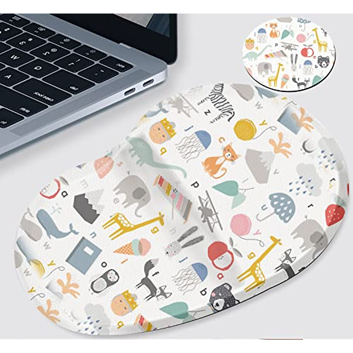 Ergonomic Mouse Pad Wrist Support Carpal Tunnel Mouse Pads Animals Memory Foam Mouse Mat with Non-Slip Rubber Pretty Mouse Pads for Computers Laptop Gaming Office Home