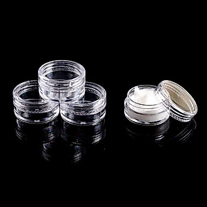 120 PCs 5 Gram Empty Plastic Cosmetic Samples Container for Make Up, Eye Shadow, Nails, Powder, Gems, Beads, Jewelry, Cream Small Clear Pot Jars with Lid