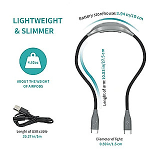 Book Light, Book Light for Reading in Bed, Fast Recharge, Neck Reading Light Slim with 3 Modes, Super Flexy, Hands Free Versatile Neck Light, Up to 70 Hours.Gift for Knitting, Sewing, Camping(Grey)