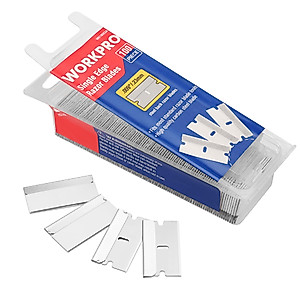 WORKPRO 100-Pack Single Razor Edge Blades, Industrial Scraper Razor Blades, High Carbon Steel One Edge Razor Blades