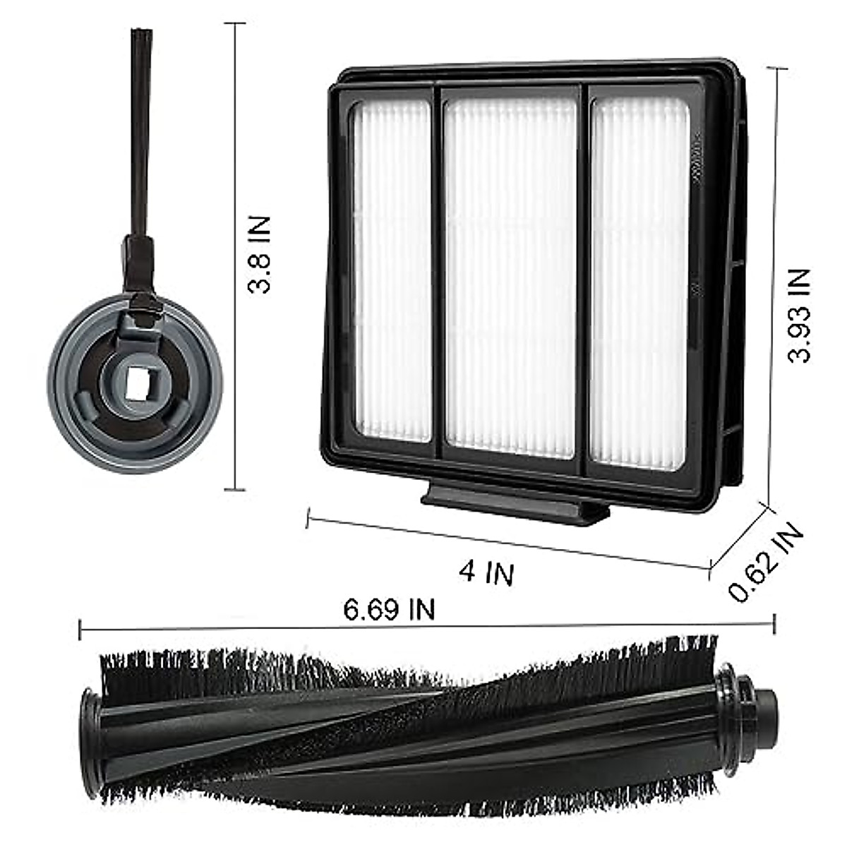 Lemige 10 Pack Replacement Filter Side Brush for Shark ION Robot Vacuum R85 RV850 S86 S87 S88 R71 R72 R75 RV761 RV771 RV871 AV751 AV752 AV753