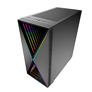 Bgears b-BlackWidow-RGB Black Gaming PC ATX case, Special Ripple effect Front Panel, Tempered Glass side. 2 x USB3.0, 3 x PWM 120mm ARGB Fans, Fan Controller with Remote, Support up to EATX board