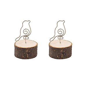 Amosfun 12 Pcs Wooden Table Name Number Holder Photo Picture Menu Note Memo Clips Holder for Wedding Office Christmas Table Decorations (Bird Shape)