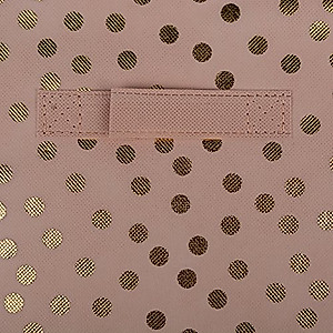 DII Non Woven Storage Collection Polka Dot Collapsible Bin Large Set, 13x13x13" Cube, Pink & Gold, 2 Piece