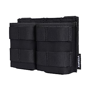 VISMIX Rifle Mag Pouch, Double 5.56mm AR MOLLE Magazine Pouch with Quick Release Kydex Insert and MOLLE Compatible Black