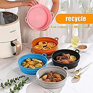 Silicone Air Fryer Liner 7.5 Inch Compatible with Cosori Ninja Tower, 2 Pack Collapsible Round Air Fryer Tray Silicone Pot for Air Fryer Oven and Microwave, Silicone Air Fryer Accessories