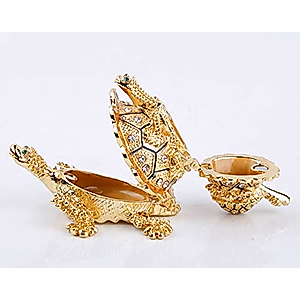 SEVENBEES Golden Sea Turtles Figurines Jewerly Trinket Boxes Hinged for Home Decor