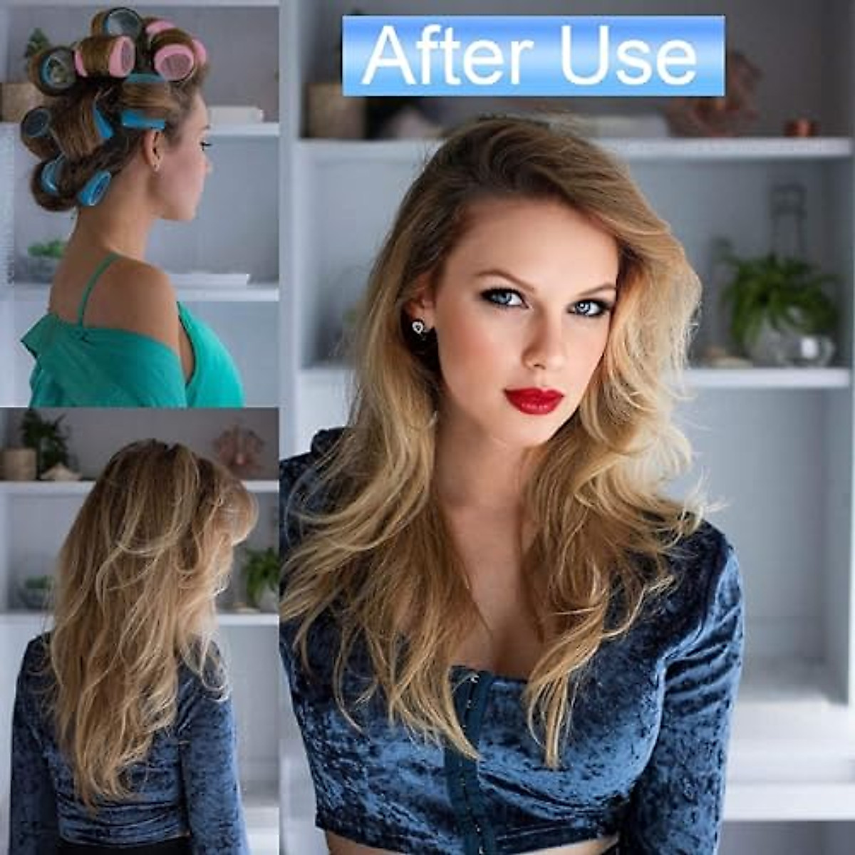 Self Grip Hair Roller Curlers Set,12pcs Large Rollers for Hair, Hair Rollers for Long Hair,Medium and Short Hair,Salon Hairdressing Curlers for Women,DIY Hairstyle (Large)