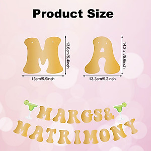 Margs and Matrimony Bachelorette Banner, Pre-Strung Margarita Bachelorette Party Decoration Bride Backdrop Decor for Bridal Shower Engagement Mexican Fiesta