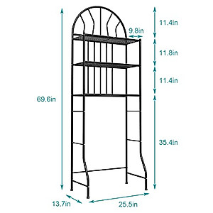 Majzya Over The Toilet Storage Rack, 3-Tier Bathroom Organizer Bathroom Shelf Space Saver, Freestanding Bathroom Cabinet Tower Shelf Above Toilet Stand, Black