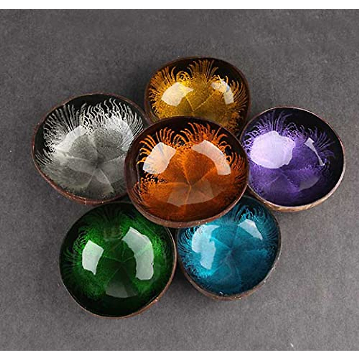 Emousport Coconut Shell Key, Candy Bowl Table Key Storage Section Coconut Bowl Ink Creative Ornament Creative Storage Bowl (Green)