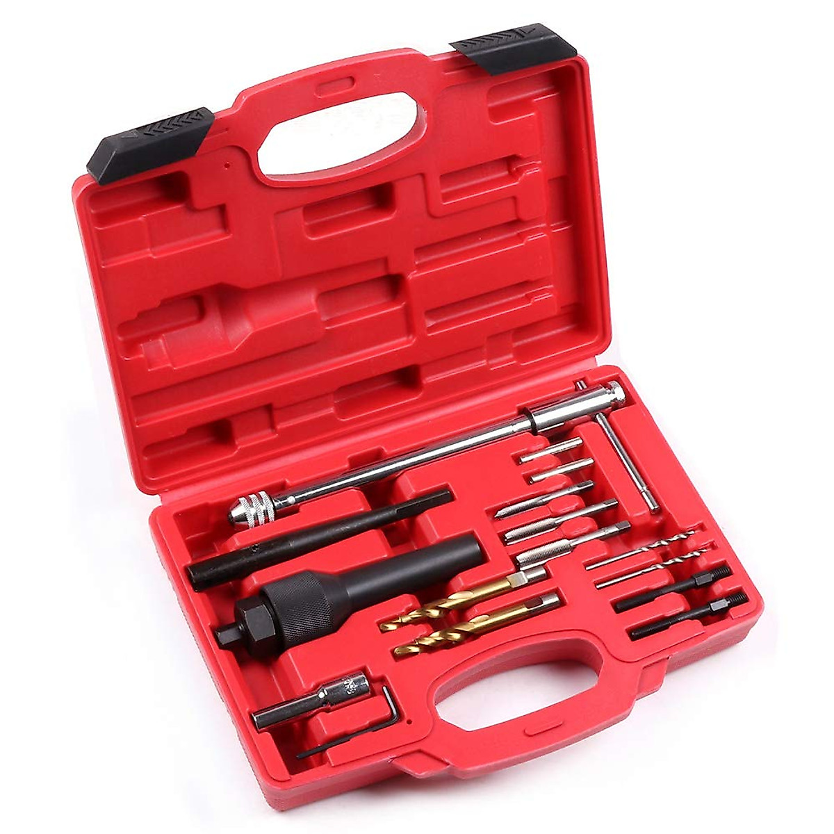 OCPTY Glow Plug disassemble disassembler 16PC Tool Kit with Ratchet-Bar Drill Holding Adaptor fit for Damaged Broken 8mm 10mm Glow Plugs