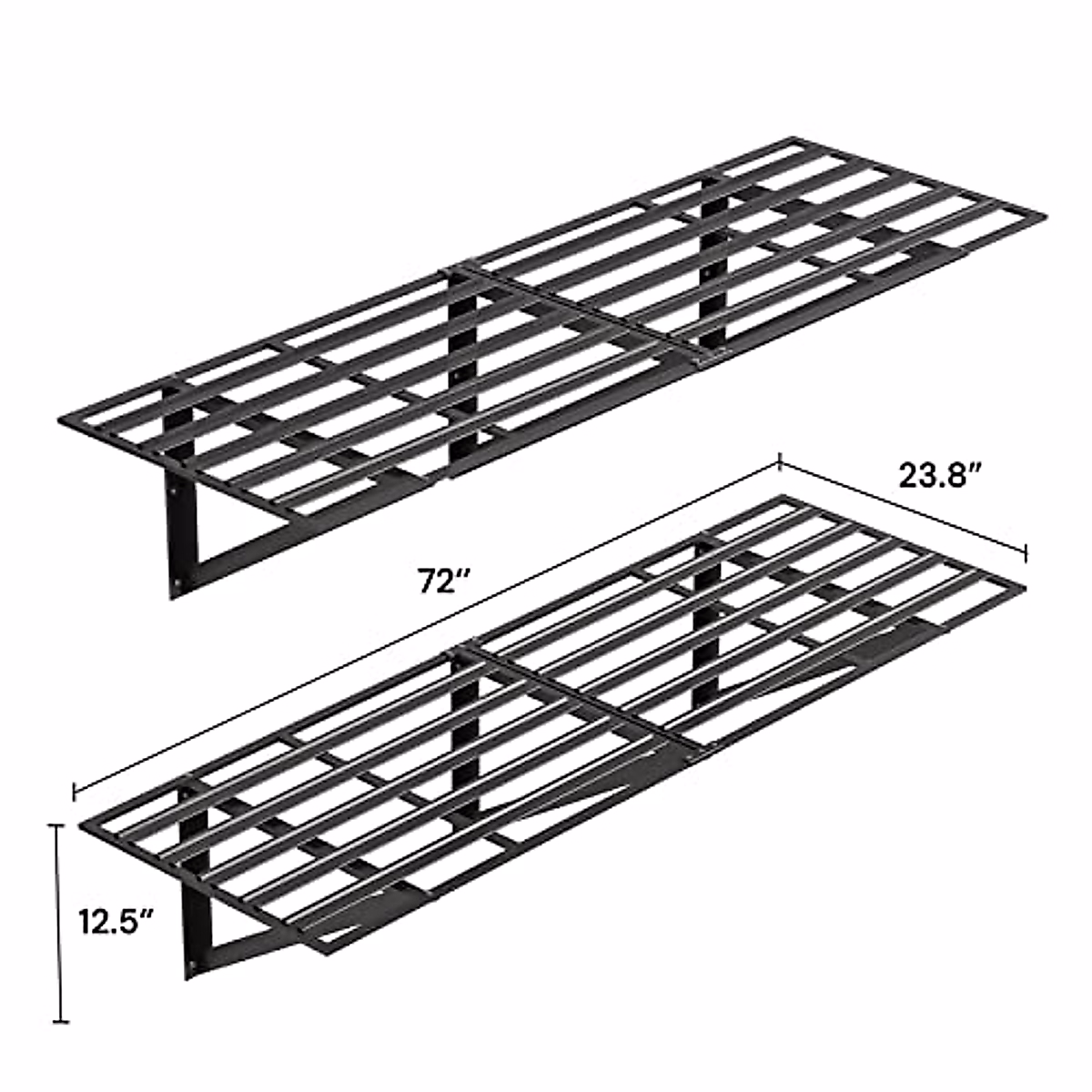 SunsGrove 2-Pack Garage Shelving 2x6ft Heavy Duty Wall Shelf Garage Storage System Shelves, 800 LBS Weight Capacity, Black