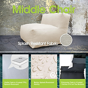 Modern ANNY-H Middle Chair OUTDOOR Furniture Patio Couch CREATING a UNIQUE Patio Garden Modular Contemporary Sofa (light beige)