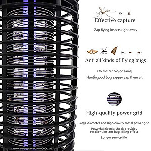 HUNTINGOOD Bug Zapper,Powerful Insect Killer,Mosquito Zapper,Portable Standing or Hanging for Indoor,365NM UV Lamp,Chemical Free,Child Safe-Spare Bulb Included 2023 Upgraded