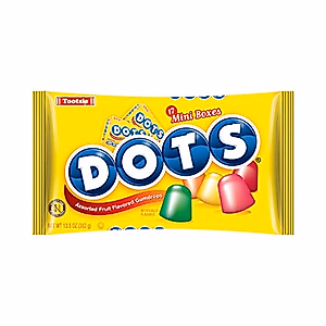 DOTS Individually Wrapped Candy - Original Gummy Candy Flavors - Cherry, Lime, Orange, Lemon & Strawberry - Gluten Free, Kosher & Peanut Free Gumdrops - Bulk 17ct Mini Dots Candy Boxes