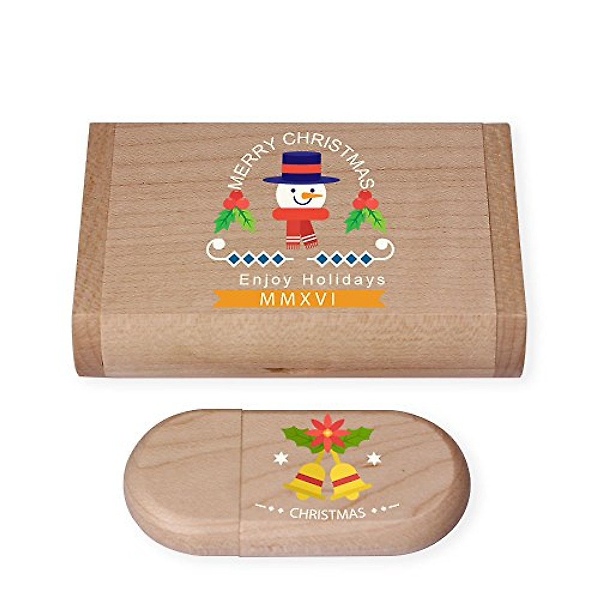 Custom Logo Wood USB Flash Drive 16GB Wooden Pendrive Stick USB Box (16GB X 5PCS)
