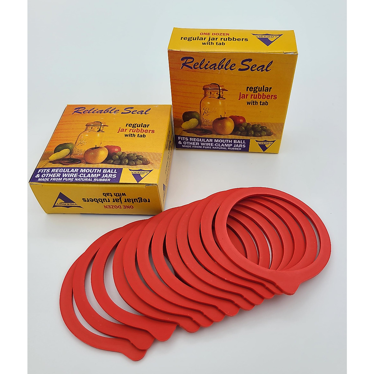 Canning Jar Seal Bundle Includes 24 Regular Mouth Viceroy Jar Rubbers With Tab and 24 Dissolvable Sunivale Jar Labels Replacement Jar Seals for Old Style Canning Jars Natural Rubber Rings
