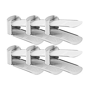 HTLLT Practical and Convenient Shoe Slots Organizer Adjustable Shoe Racks Space Saver Shoe Holder 4/6 Piece Set,Gray,6 Piece Set