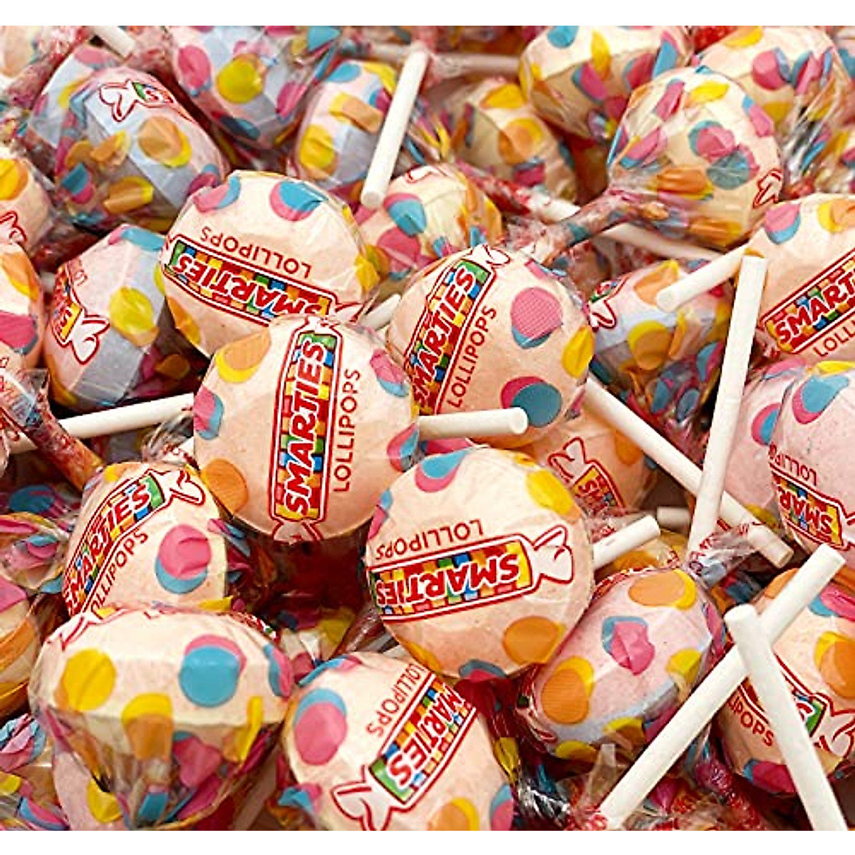 Smarties Lollipops Original Flavor - Bulk Pack 2 Pounds (About 100 Count) - Vegan-Friendly Hard Candy