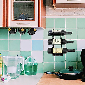 Patioer 2 Pack Metal Wine Rack Wall Mounted for 3 Wine Bottles, Modern Wine Bottle Display Holder with Screws, Hanging Wine Rack Storage Organizer