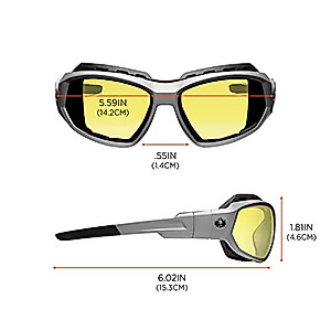 Ergodyne - 56050 Loki Yellow Lens Safety Glasses, Yellow Lens, Black Frame