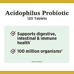 Nature's Bounty Probiotic Acidophilus, 360 Tablets (3 X 120 Count Bottles),, 360 Count ()