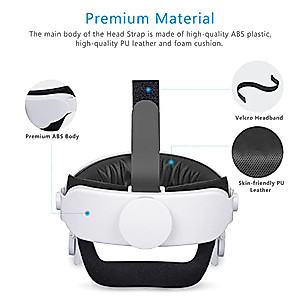 MSKIRA Adjustable Halo Head Strap for Oculus Quest 2 Accessories Head Strap with Head Cushion, Replacement for Elite Strap, Reduce Face Pressure Comfortable Touch Enhanced Support and Comfort in VR