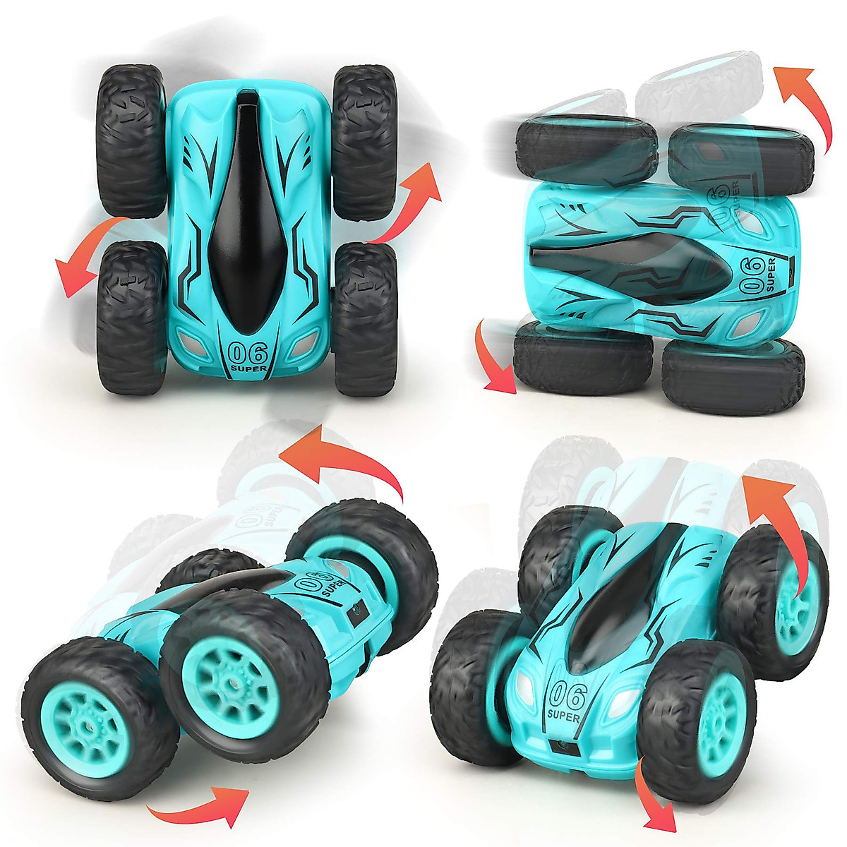 Meryi Mini Stunt RC Cars Toy, 4WD 2.4Ghz Remote Control Car Double Sided Rotating Vehicles, Kids Toy for Boys & Girls Birthday No Battery