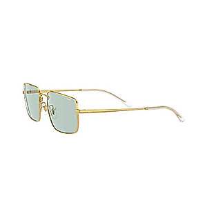 Ray-Ban Rb3669 Polarized Rectangular Sunglasses, Gold/Evolve Photochromic Green to Blue, 55 mm