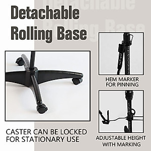 PDM WORLDWIDE Beige Adjustable Dress Form Mannequin for Sewing Female Size 6-14, Pinnable Model Body with 13 Dials, Detachable Casters, 42.5"-60" Height Range for Clothing Display, Small to Medium